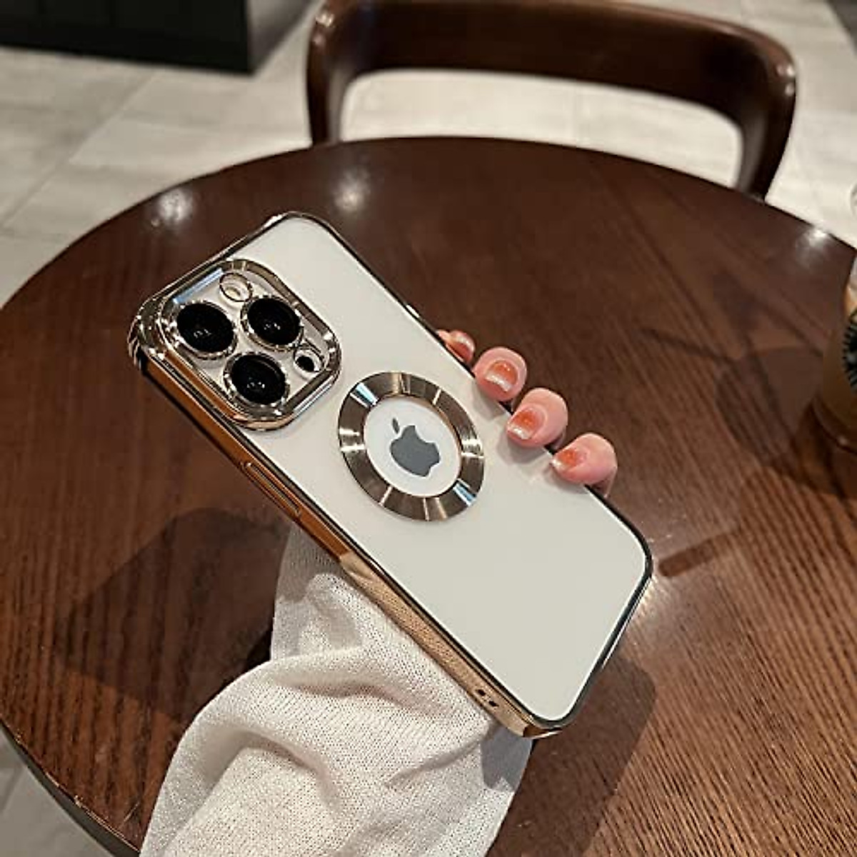 LOOBIVAL for iPhone 11 Pro Max Case with Camera Lens Protector, Logo View for Women Men, Soft Slim Phone Cases for iPhone 11 Pro Max Clear Ultrathin Back Cover (11ProMax,Gold)