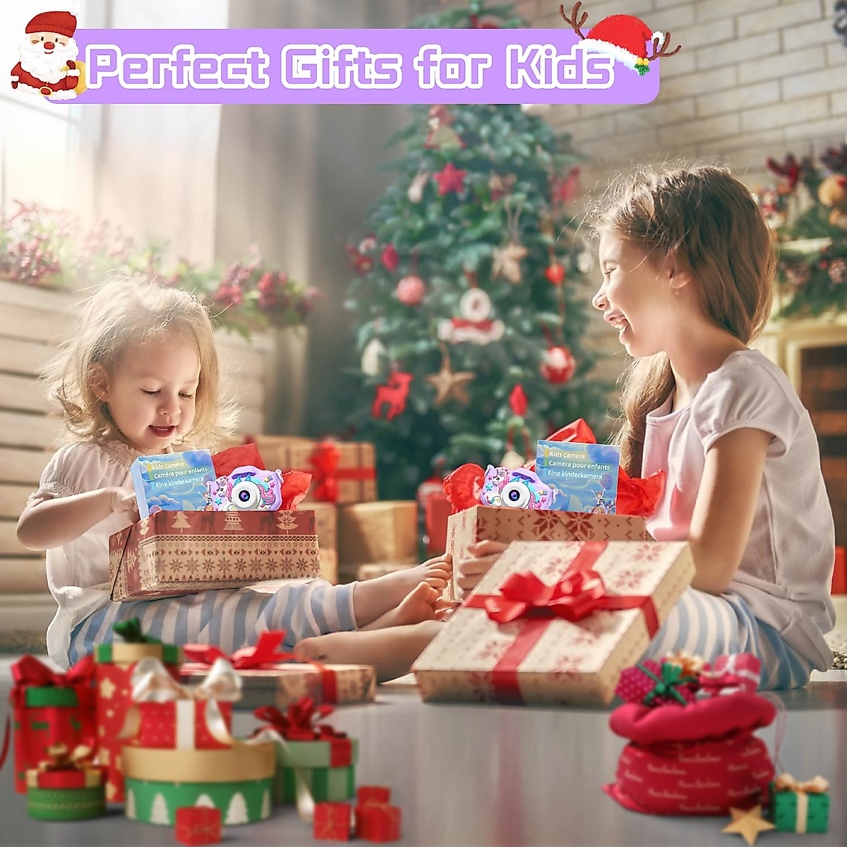 Anesky Kids Camera, Toy Camera for Kids Aged 3 4 5 6 7 8 9 10 11 12, 1080P HD Toddler Digital Video Camera, Children's Camera for Boys and Girls, Perfect Christmas & Birthday Gifts, 32GB Card - Purple