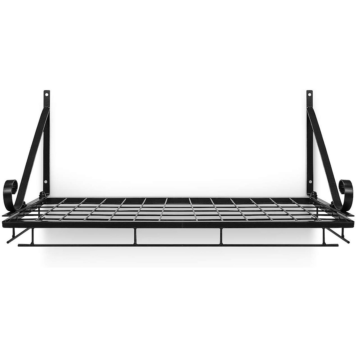 Sorbus Pots and Pan Rack — Decorative Wall Mounted Storage Hanging Rack — Multipurpose Wrought-Iron shelf Organizer for Kitchen Cookware, Utensils, Pans, Books, Bathroom (Wall Rack - Black)