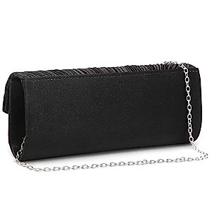 Dasein Women Satin Evening Bags Clutch Purses Wedding Purse Formal Handbags Party Prom Clutches with Rhinestone(Black)