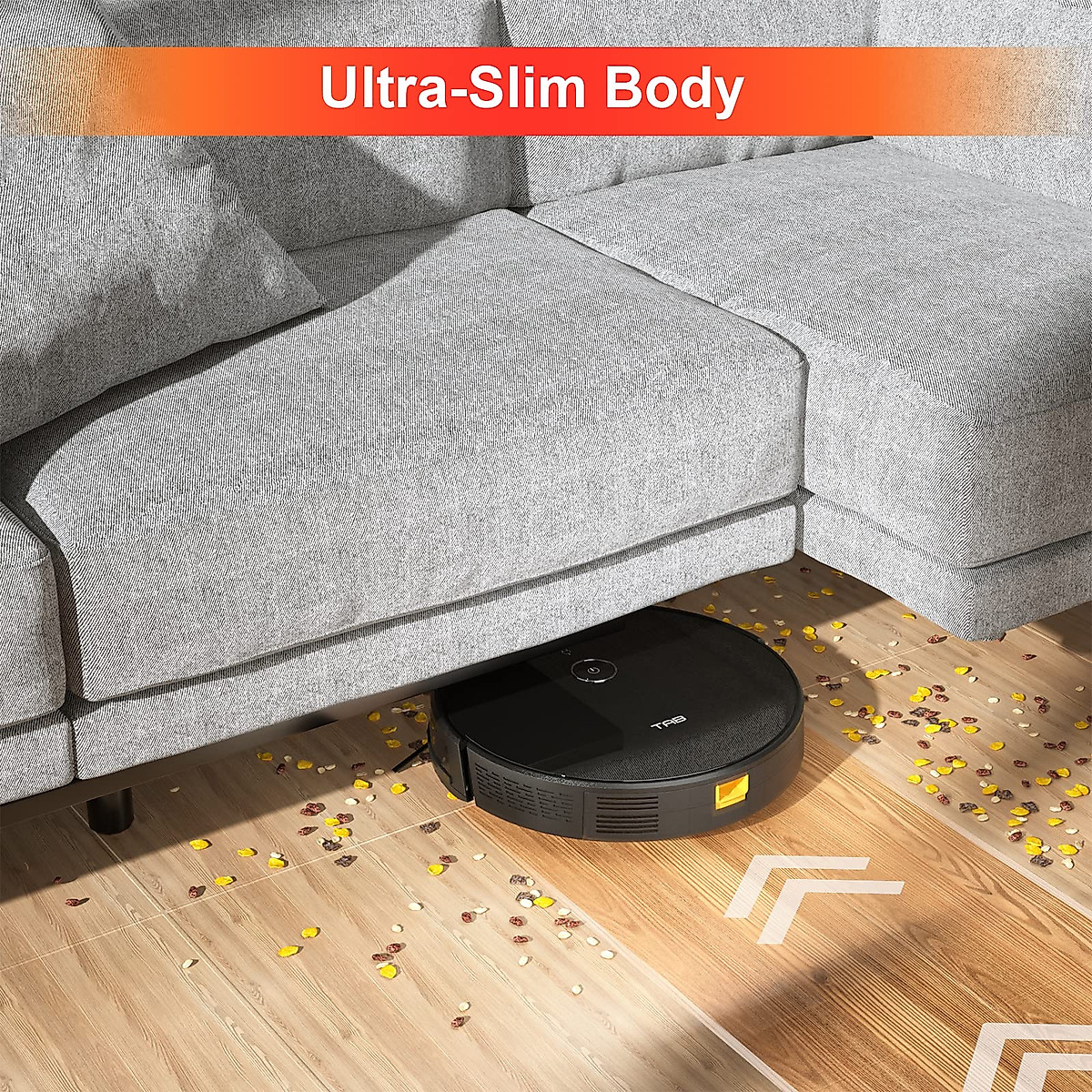 TAB Robot Vacuum Cleaner - 2200Pa Suction Automatic Robotic Vacuum Cleaner for Pet Hair, Smart Cleaner for Hard Floor and Carpets, Remote and App Controls, Self-Charging Cleaning Robot (Classic)