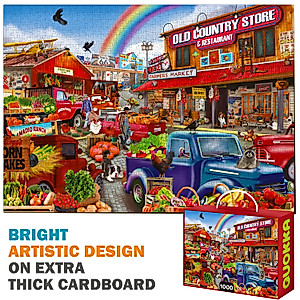 QUOKKA Puzzles for Adults 1000 Pieces and Up - 3 Pack of 1000 Piece Puzzles for Kids Ages 8-10-12 - Enjoy Market, Lighthouse and Camping Designs for Women and Men