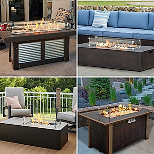 Uniflasy Fire Pit Glass Wind Guard 29" x 13" x 6" Flame/Wind Guard Fence Tempered Glass for Fire Pit Burner Pans Rectangle Outdoor Clear Tempered Glass Flame Shield for Fire Pit Table, 5/16" Thick