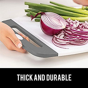 Gorilla Grip Cutting Board Set of 3 and Silicone Oven Mitts Set, Both in Gray Color, 2 Item Bundle