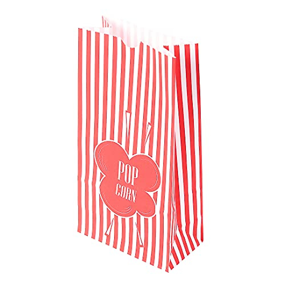 Restaurantware Bag Tek 2 Ounce Popcorn Bags 100 Disposable Paper Popcorn Bags - Greaseproof Striped Red Paper Concession Popcorn Bags For Movie Nights Theaters Carnivals And More