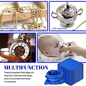 Irenare 50 Pcs Zippered Silver Storage Bags Anti Tarnish Bags Silver Pouches Jewelry Storage Cloth Protector Bags Velvet Keeper for Travel Home Tableware Kitchen Tools Supplies (6 x 6 Inch)