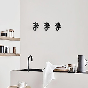 FANYUN 5 Pack Coat Hooks Wall Hooks, Octopus Decorative Wall Mounted Hooks Rustic Metal Hanger for Towel, Key Holder, Hanging Coats, Scarves, Bags, Purses, Backpacks Home Decor (Octopus)