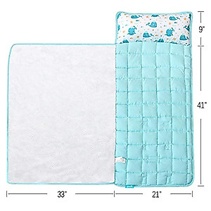 Toddler Nap Mat with Pillow and Blanket, Bluey Lightweight Kids Nap Mats for Preschool Daycare, Travel Sleeping Bag for Boys Girls, 50" x 21" Fit Standard Cot, Super Soft and Cozy