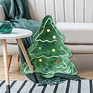 Rvikurc Christmas Tree Santa Shaped Pillows, Christmas Decorative Throw Pillow, Christmas Plush Pillow, Cartoon Pillow for Home Living Room Bed Sofa Cushion Xmas Decor (Xmas Tree-A)