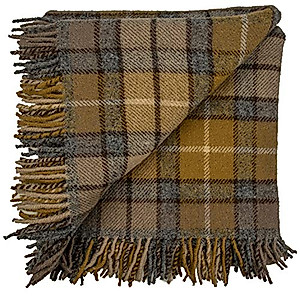 Prince of Scots Highland Tartan Tweed 100% Pure New Wool Fluffy Throw (Natural Buchanan)