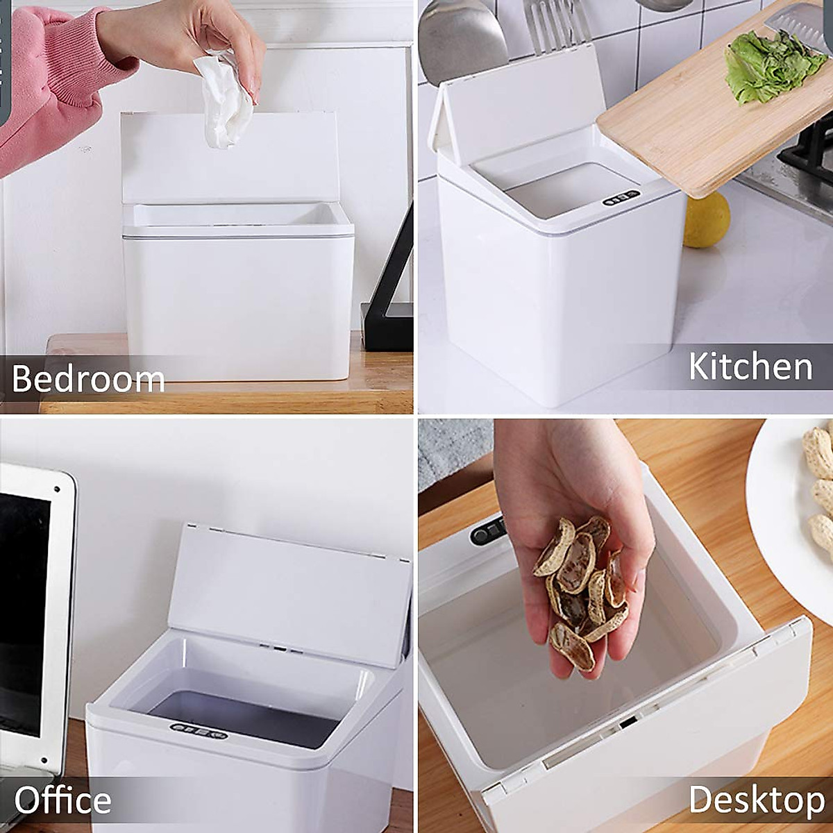 NORMIA RITA 1.6 Gallon Mini Automatic Trash Can for Car Desktop Kitchen Small Touchless Garbage Can with Lid 0.25S Fast Response Sensor