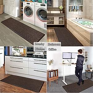HEBE Oversized Kitchen Mat Cushioned Anti Fatigue Floor Mat Runner 20"x60" Non Slip Kitchen Mats for Floor Waterproof Kitchen Rugs and Mats Comfort Mat for Standing Desk,Sink,Laundry,Brown