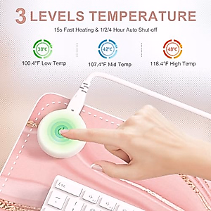 HAOCOO Heated Desk Pad Large, Warm Mouse Pad Gaming, Computer Desk Mat for Desktop, 3 Levels Heating, Auot Shut Off, PU Leather Laptop Keyboard Mat for Home Office,Rose Gold Pink