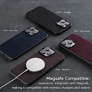 Deppa Alcantara case for iPhone 14 Pro Max (6.7') Shockproof Slim Magnetic Cover with Magsafe Wireless Charging [Genuine Italian Alcantara] Enhanced Camera Protection| (BlackBerry Black-9008)