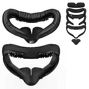 M AMVR Face Pad Compatible with Quest 2 Accessories, Face Pad Foam Replacement, with Fitness Facial Interface, Breathable PU Face Cushion and Lens Protector, Air-Circulation Design (Not for Quest 3)