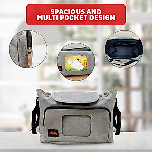 .p U-By Baby Stroller Organizer with Cup Holder - Diaper Bag Organizer with Detachable Shoulder Strap - Stroller Bag Organizer for Bottle, Diapers, Toys, Baby Accessories - Fits All Strollers