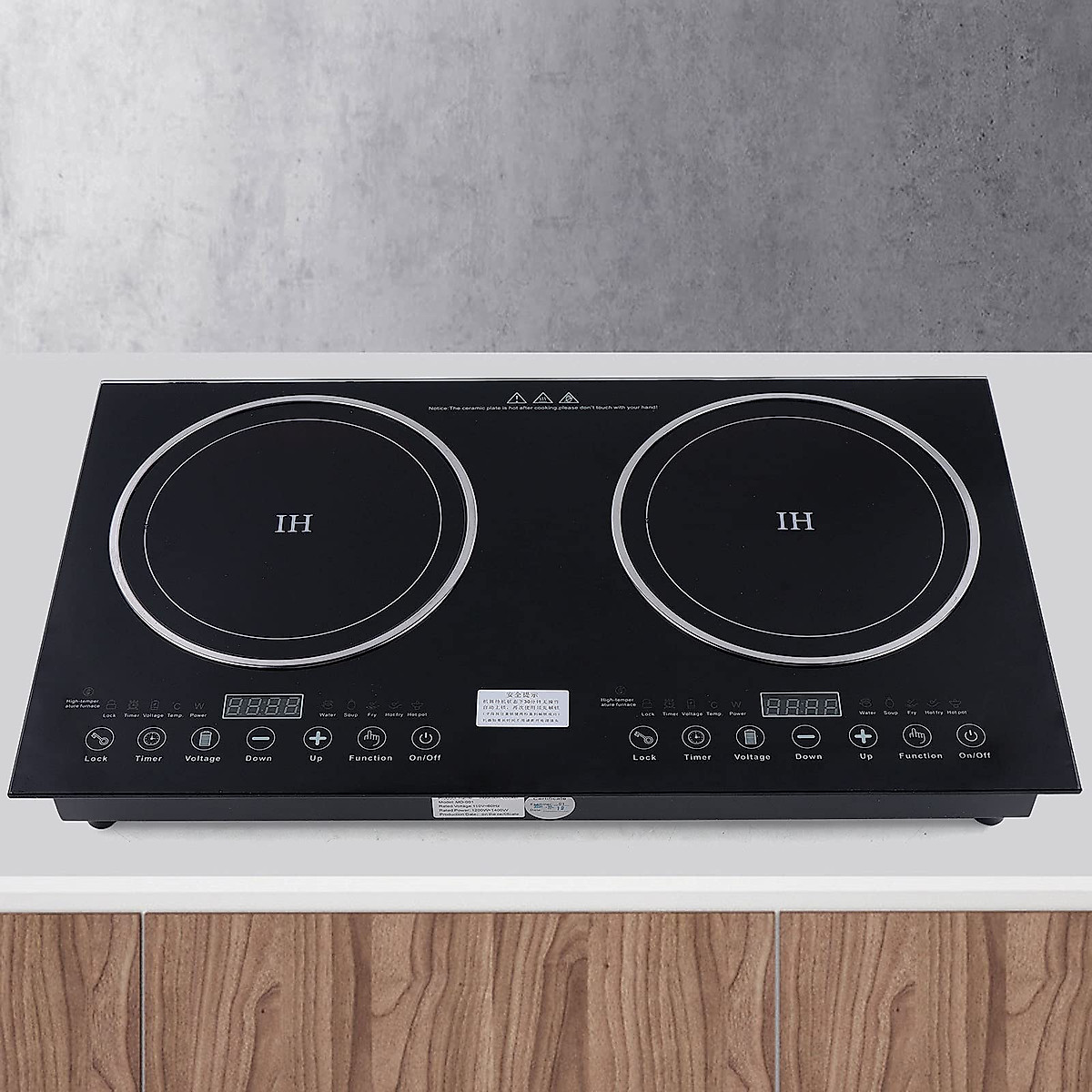 Double Induction Cooktop, 1200W and 1400W Portable Electric Induction Cooker And Ceramic-Cooker Cooktop Countertop Double Burner for Kitchen