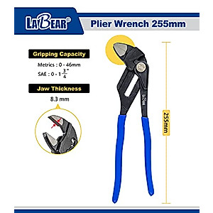 LABEAR- Pliers Wrench, Black Finish,10-Inch