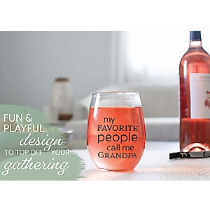Elanze Designs Favorite People Call Me Grandpa 14 Ounce Black Stemless Wine Glass Tumbler