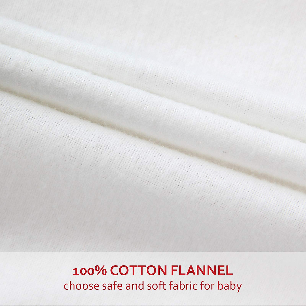 Pack and Play Sheet, 100% Cotton Flannel, Fitted Portable Mini Crib Sheet for Girls Boys, Ultra Soft Breathable Convertible Playard Mattress Cover, Playard Playpen Sheet Warm, White