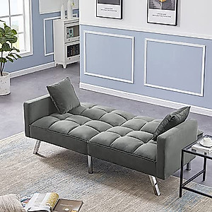 FUTON Sofa Sleeper Velvet with 2 Pillows