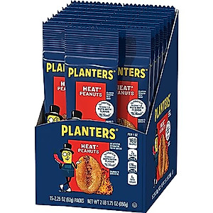 Planters Heat Peanuts (2.25oz Bags, Pack of 15)