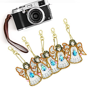 LUSandy 5pcs DIY 5D Angel Diamond Painting Keychain Kits Full Drill Special Shape Crystal Angel Diamond Art Key Chain Key Ring Set for Adults Backpack Purse Handbag Charms
