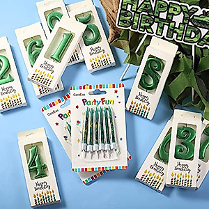 23 Pcs Army Birthday Supplies Camo Party Supplies, Include 12 Camo Print Birthday Cake Candles, 10 Numeral Birthday Candles and Tank Happy Birthday Cake Topper for Kids Birthday Army Party Favors
