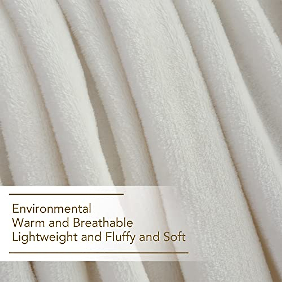 LuxenrelaX Light Weight Fleece Blanket for Couch, Solid Soft Microfiber Fleece Throw Blanket, Cozzy Blanket Machine Washable-60 x 80", Ivory White