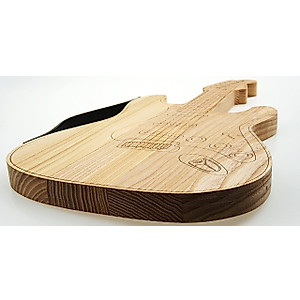 Guitar shaped cutting board wood for kitchen, Wooden serving platter charcuterie cheese board, Guitar accessories gifts, Ashwood Butcher Block, Unique guitar body music lover gift for men