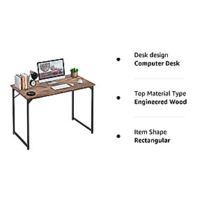 PayLessHere 39 inch Computer Desk Modern Writing Desk, Simple Study Table, Industrial Office Desk, Sturdy Laptop Table for Home Office, Brown