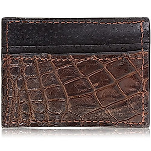 Brown Genuine Alligator Leather Magnetic Money Clip Wallet