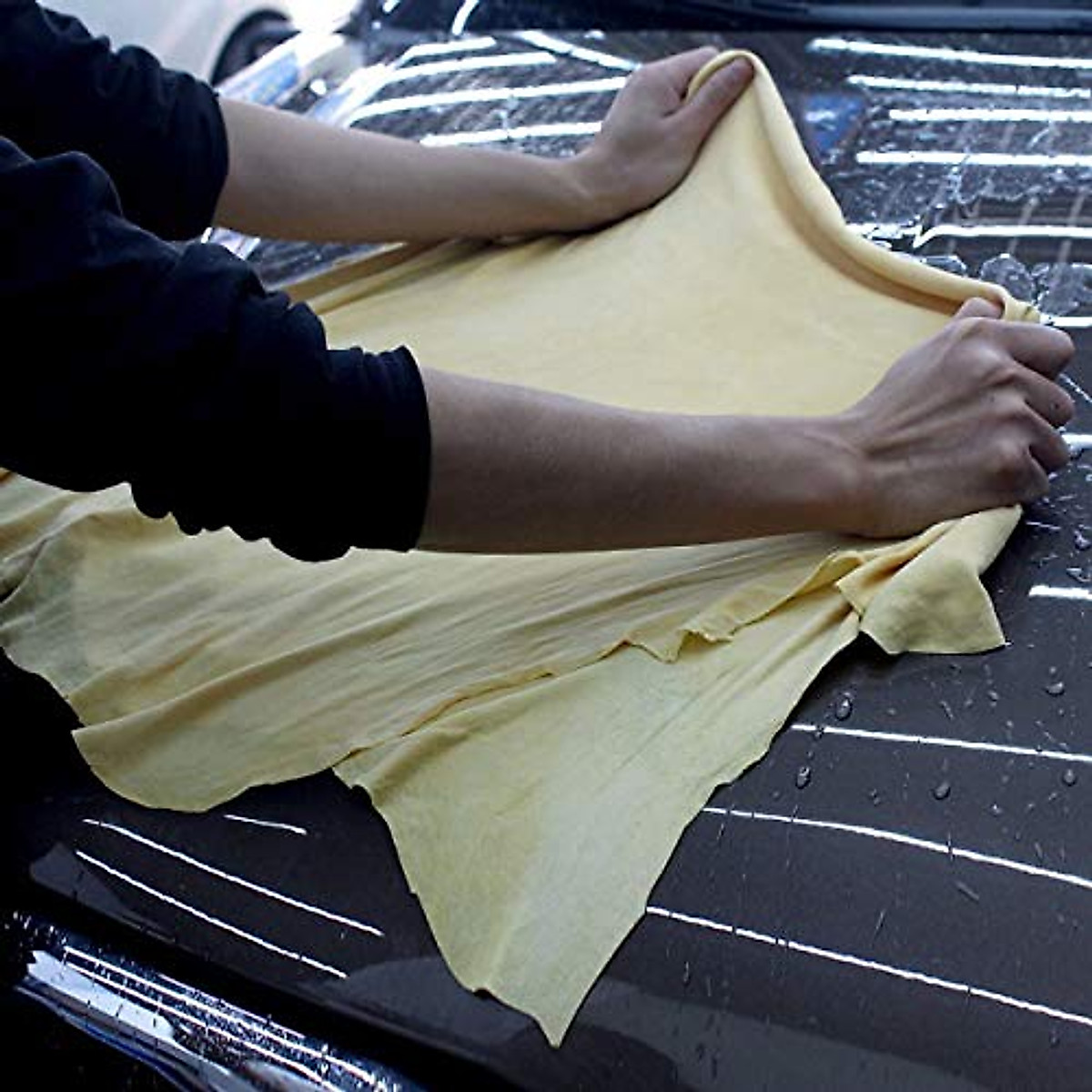 (1 Pack) Car Natural Chamois Cleaning Cloth, AutoCare Genuine Deerskin Leather Auto Car Wash Drying Towel,Super Absorbent (60 x90 cm)