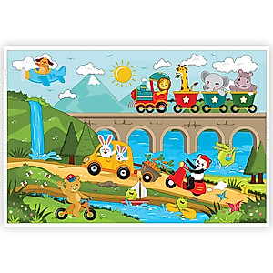 Klean Kids Animals On-The-Go Disposable Placemats for Toddlers and Baby (40 Pack) - Fun Disposable Table Mats for Kids That Keep Children Happy at Restaurants and Protect Dining Table