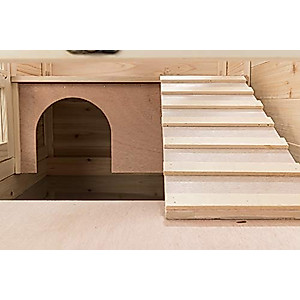 TRIXIE Natura X-Small Indoor Rabbit Hutch, Pet House for Rabbits and Guinea Pigs, Bunny Cage on Wheels, Pull Out Tray