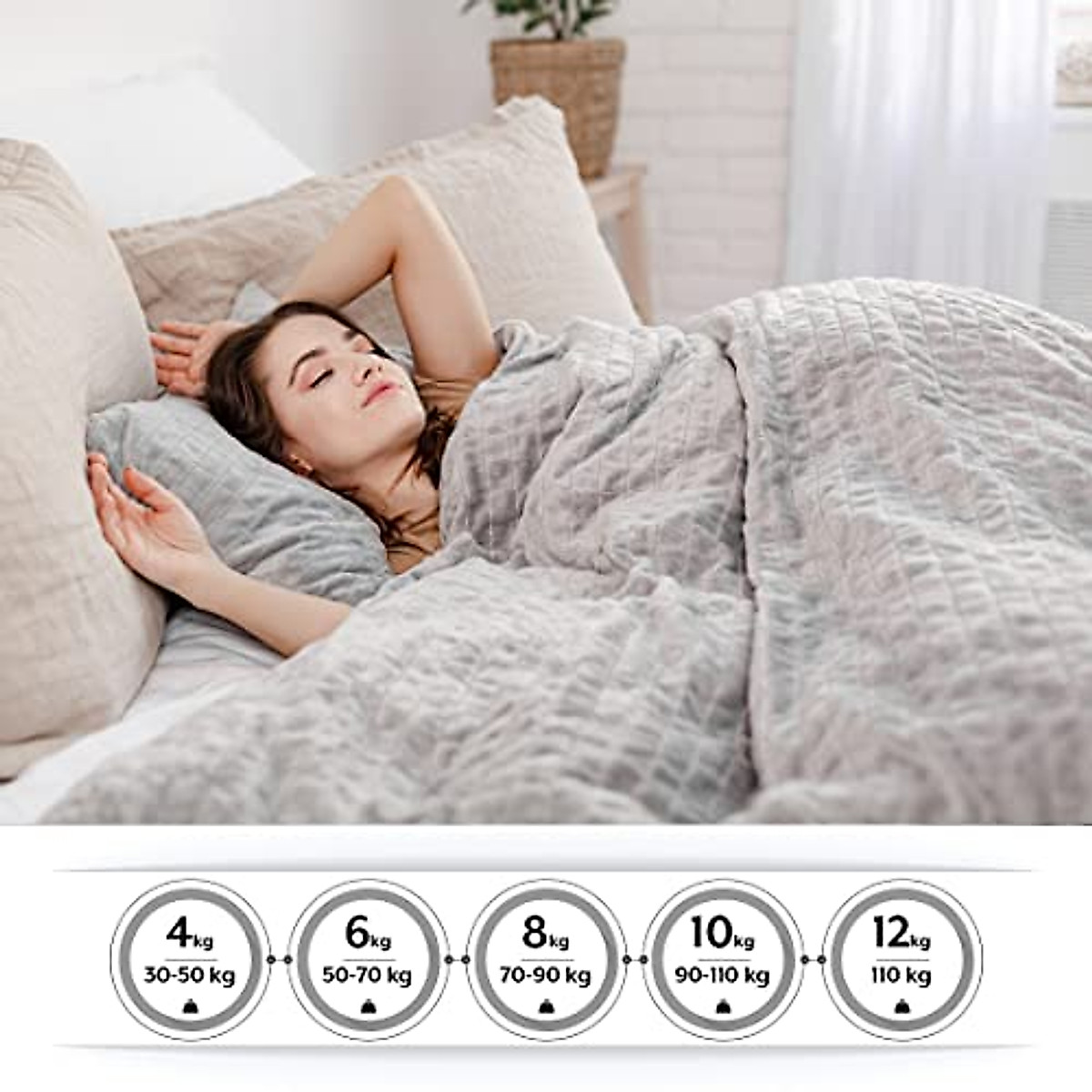 Senso-Rex Original Weighted Blanket with 4 Seasons Cover in Grey - Heavy Blanket for Adults / Teenagers for Better Sleep Size 155 x 220 cm 6 kg