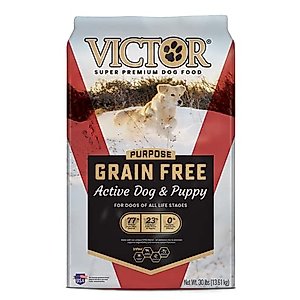 Victor Super Premium Dog Food – Grain Free Active Dog & Puppy – Dry Dog Food with 33% Protein, Gluten Free - for High Energy Dogs, 30lbs