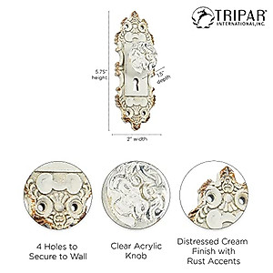 TRIPAR Pewter White Decorative Door Knob Style Hanger, Wall Mounted Vintage Coat Hooks, Shabby Chic Decal for Hanging Jackets, Towels, and Belts…