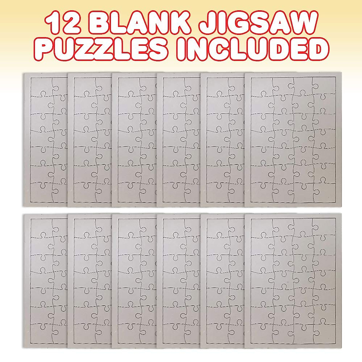 ArtCreativity Blank Puzzles for Kids, Set of 12, Fun DIY Arts and Craft Activity for Children, Make Your Own Puzzle Kit, Birthday Party Favors, Goodie Bag Fillers for Boys and Girls
