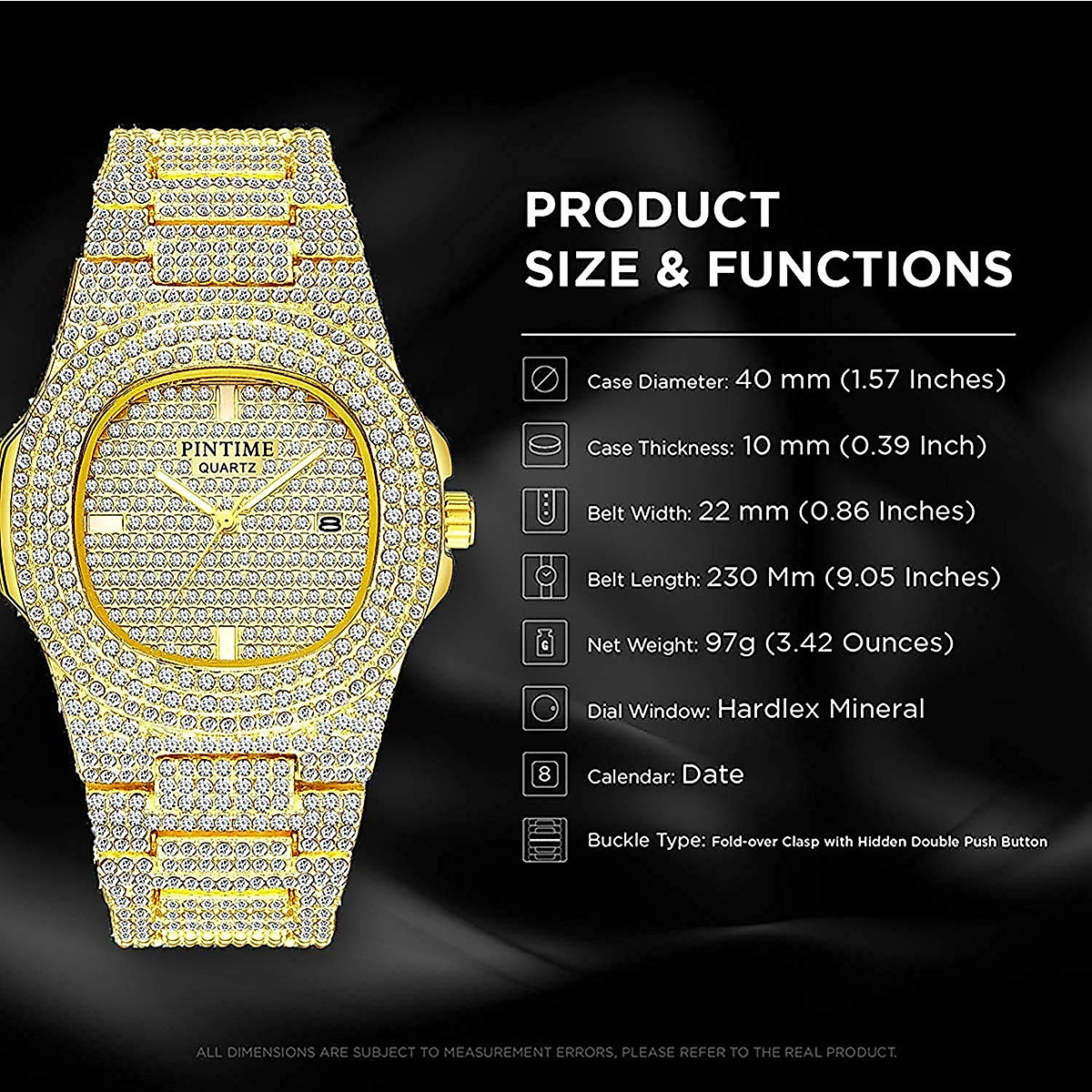 Luxury Unisex Watch Crystal Diamond Watches Big Face Women's Men's Quartz Watch Gold Color Silver Color Rose Gold Color Stainless Steel Wrist Watch (Gold)