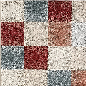 New Home Stain Resistant Checkered 9' x 12' Area Rug in Brown