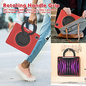 BATYUE iPad Pro 12.9 Case - Rugged Protective Case for iPad Pro 12.9-inch 6th/ 5th/ 4th/ 3rd Generation 2022/2021/ 2020/2018, iPad Pro 12.9 Cover with Pencil Holder/ 360° Swivel Stand - Red