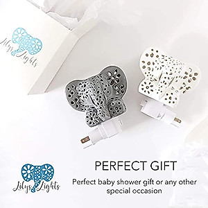 Lilys Lights Handmade LED Ceramic Elephant Plug in Night Light for Kids (White Elephant)