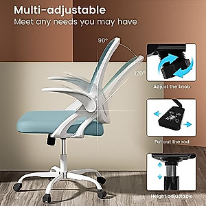 Home Office Chair Work Desk Chair Comfort Ergonomic Swivel Computer Chair, Breathable Mesh Desk Chair, Lumbar Support Task Chair with Wheels and Flip-up Arms and Adjustable Height