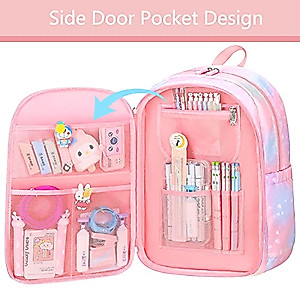 Lmeison Backpack for Girls School Backpacks for Girl Cute Bookbag Kawaii Kids School Bag Pink Rainbow Back Pack for Elementary School Middle School Teen Backpacks Casual Daypack for Travel