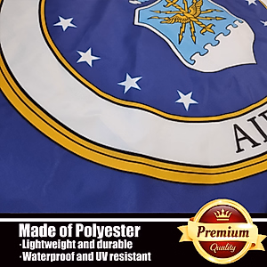 Air Force Crest Emblem Flag 3x5 Outdoor Double Sided 3 Ply- US Coat of Arms Military USAF Flags-Vivid Color Clear Pattern Reinforcement Sewing Durable Polyester with 2 Brass Grommets