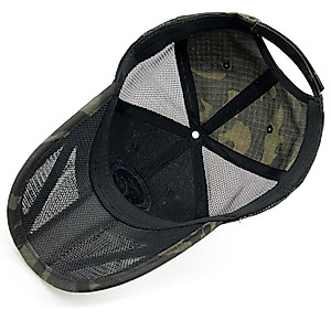 Loneshark Mesh Bill Mens Breathable Tactical Camo Baseball Caps Womens Military Army Patriotic Operator Camouflage Hats American-Eagle-Black-Camo