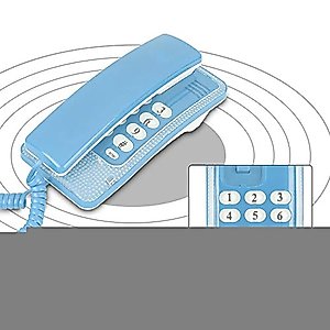 Bewinner Wired Corded Phone, Landline Phone Without Caller ID Display, Desktop Wall Phone for Home with Flash Function/Mute/Last Number Redial(Blue)