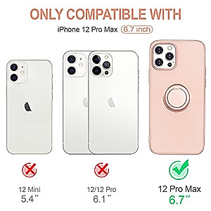 Hython Case for iPhone 12 Pro Max Case with Ring Stand [360° Rotatable Ring Holder Magnetic Kickstand] [Soft Microfiber Lining] Slim Shockproof Rubber Protective Phone Case Cover for Women, Pink Sand