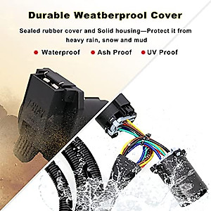 RULLINE 7-Foot 7-Pin Vehicle-Trailer Wiring Plug Harness Extension Compatible with 5th Wheel & Gooseneck Trailers for Chevrolet, Dodge, Ford, GMC,Nissan, Ram Toyota